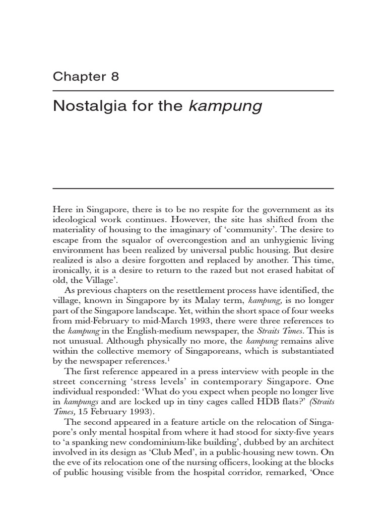 8c - Nostalgia For The Kampung - Beng-Huat Chua Ch. 8 | PDF