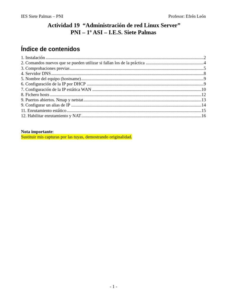 Actividad 20 - Linux Configuracion Red Ubuntu Server | PDF