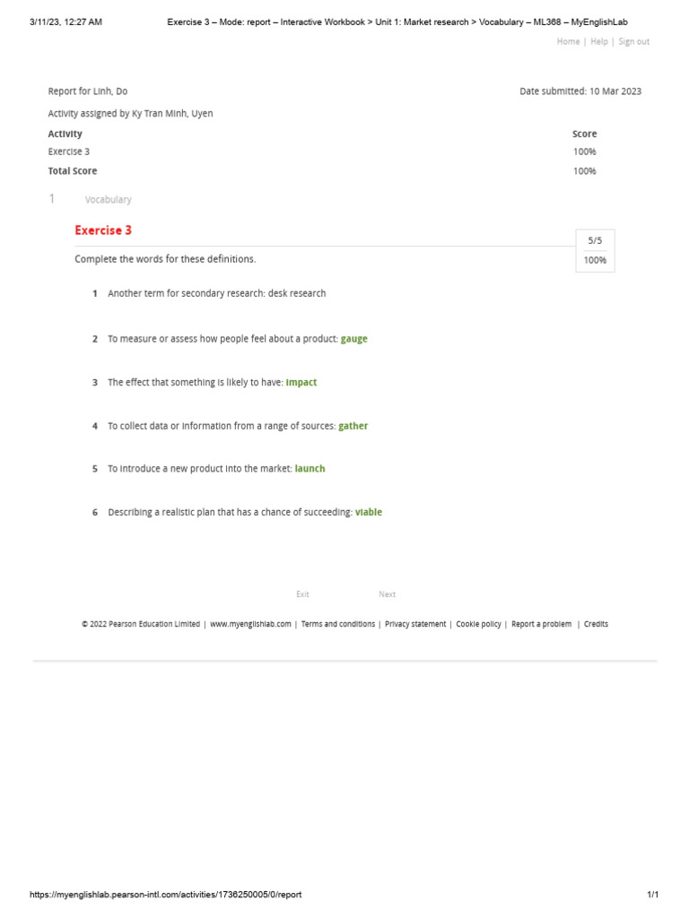 Exercise 3 - Mode - Report - Interactive Workbook - Unit 1 - Market Research - Vocabulary ...