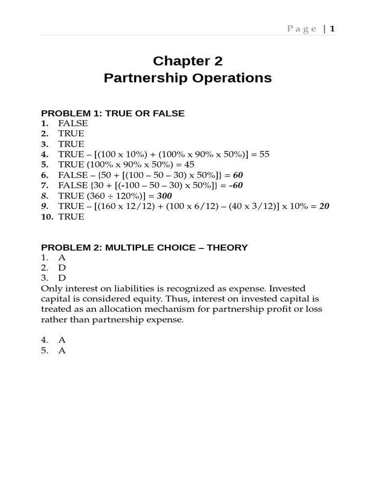 Chapter 2 Partnership Operations 2021 Edition | PDF