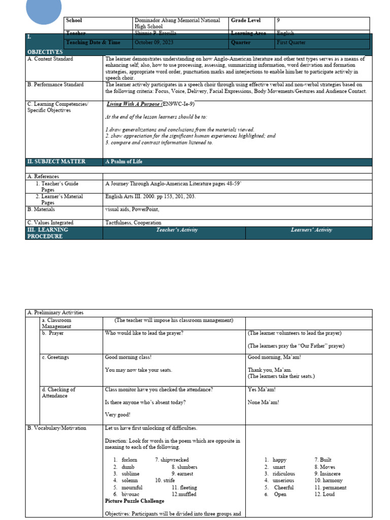 Prac - Teach - Lesson Plan Day 1 | PDF