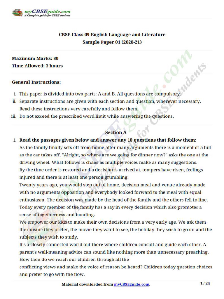 9 English Language and Literature Sp01 | PDF