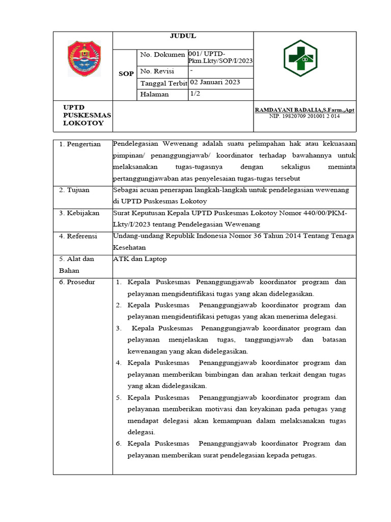 Contoh SOP 2023 | PDF