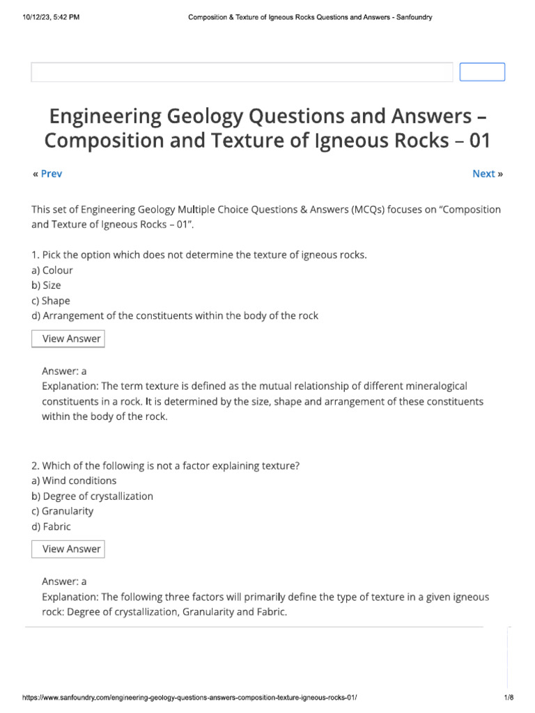geology 6 mcq with answer | PDF
