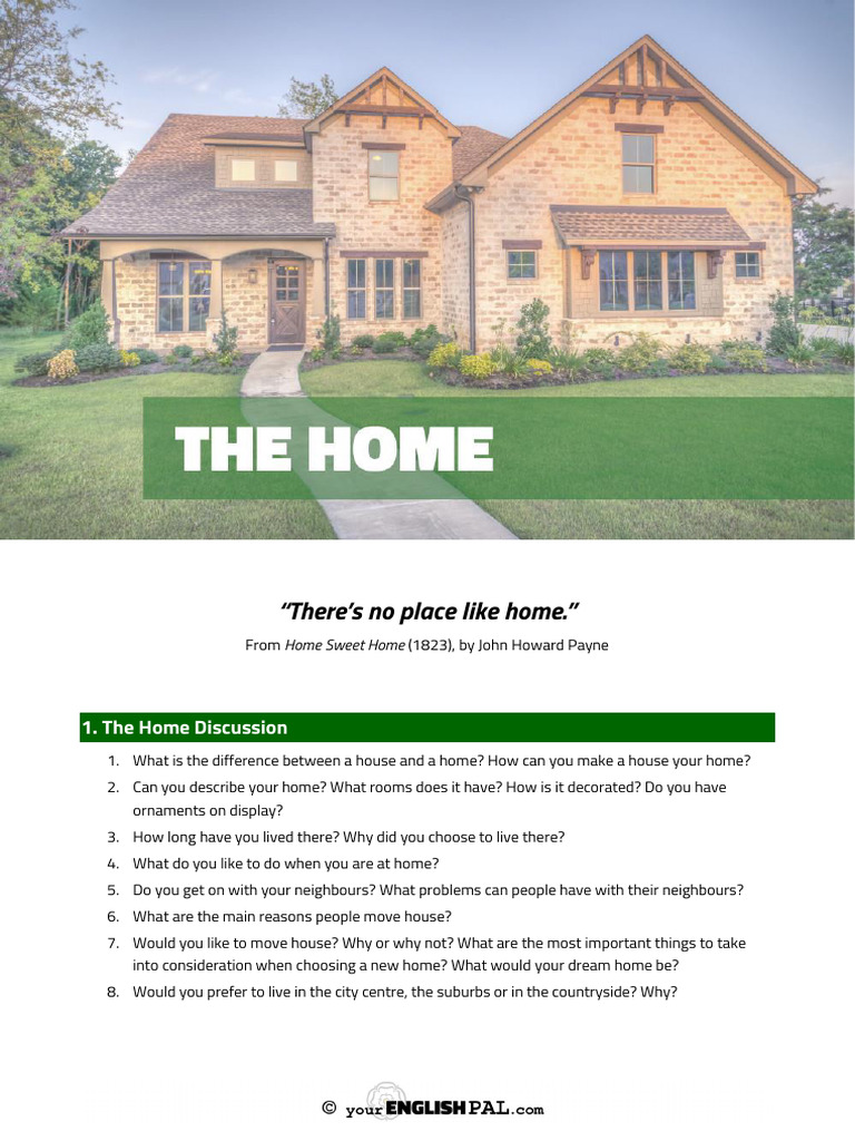 Home Discussion and Vocabulary Activities | PDF | Linguistics
