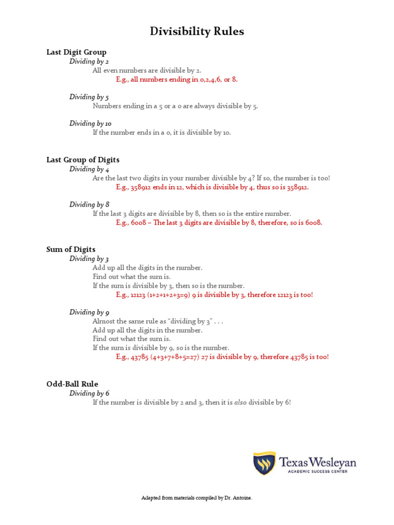 Divisibility-Rules 01 | PDF