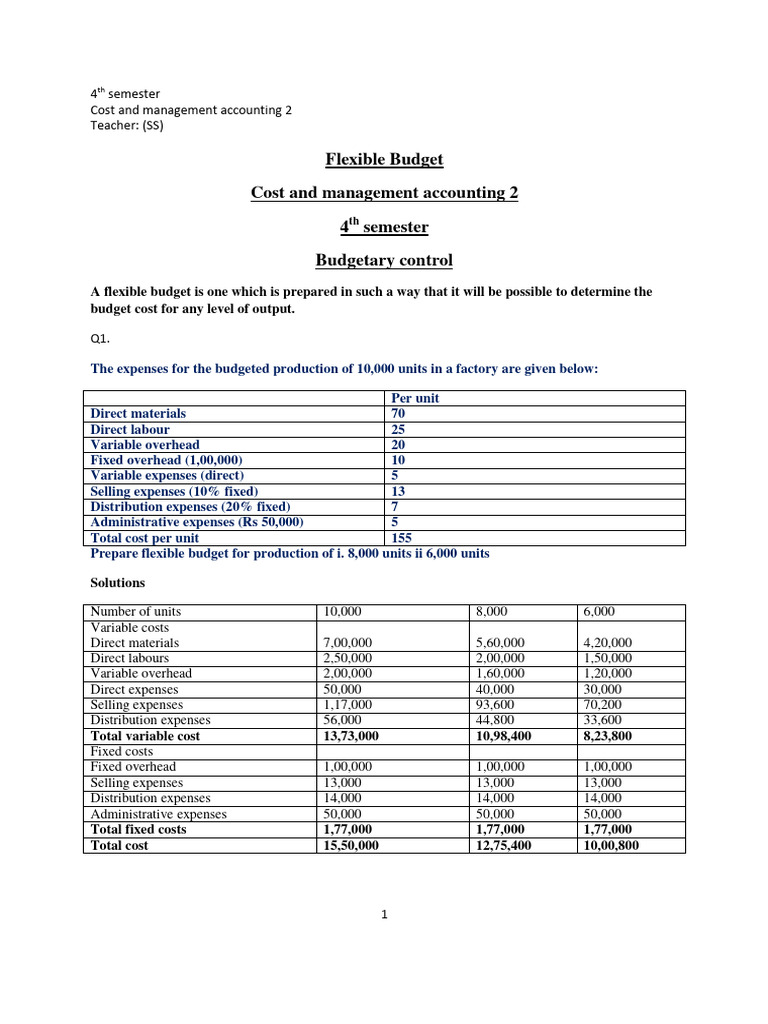 Flexible Budgeting in Management Accounting | PDF