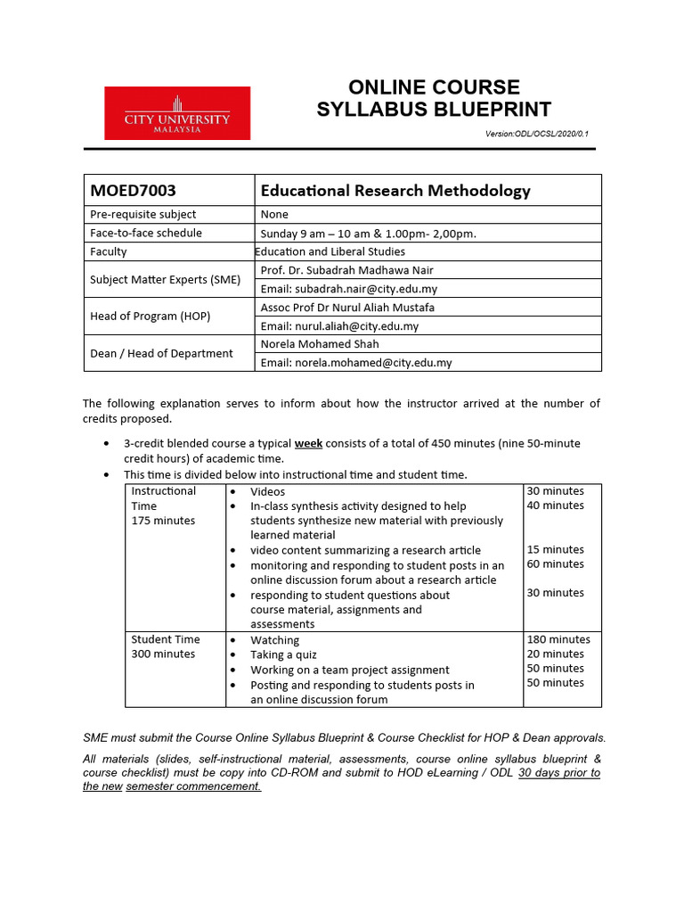 CU - Online Syllabus - MOED7003 EDUCATIONAL RESEARCH METHODOLOGY | PDF ...