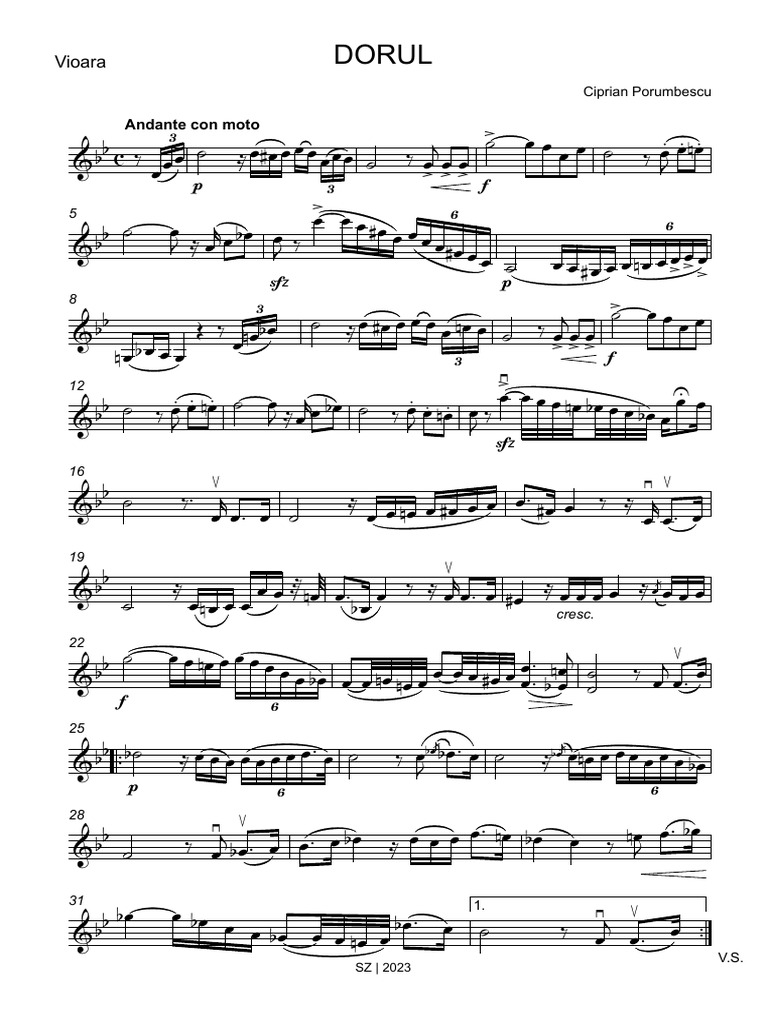 Porumbescu —-DORUL - Vioara | PDF