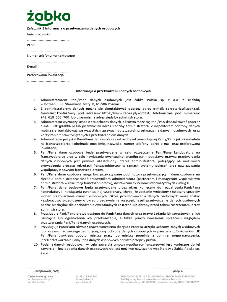 Zgoda Kandydata RODO | PDF