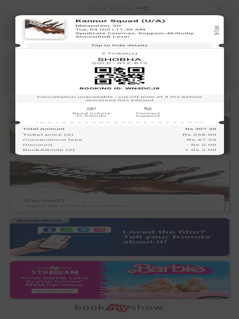 Booking Details - BookMyShow | PDF