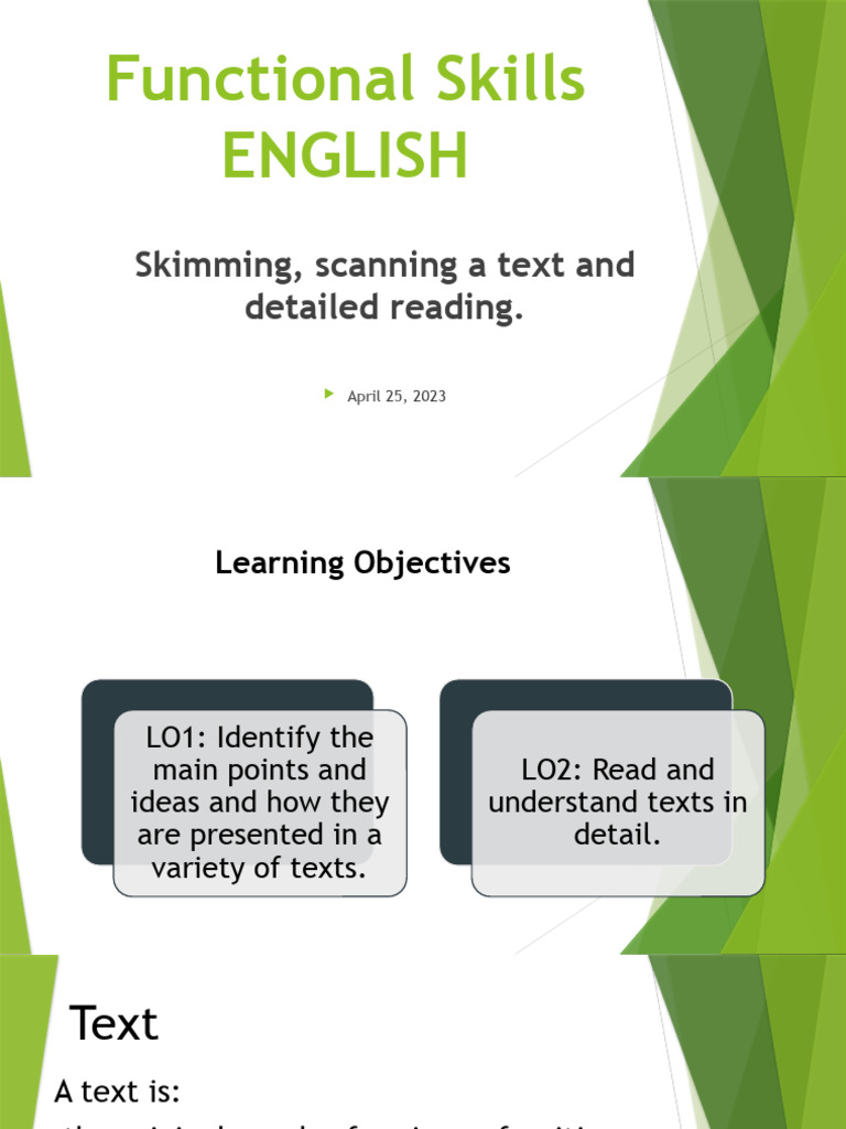 Skimming and Scanning Techniques in English | PDF | Speed Reading ...