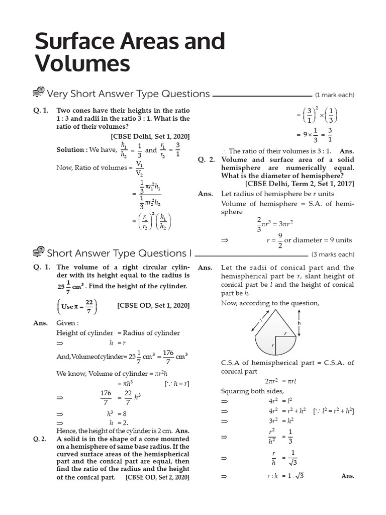 All Surface Area and Volume Board Question | PDF