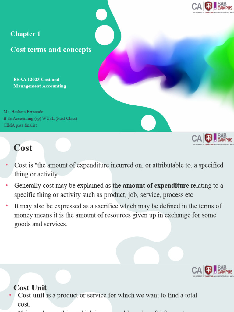 Chapter 1 - Cost and Cost Concepts | PDF