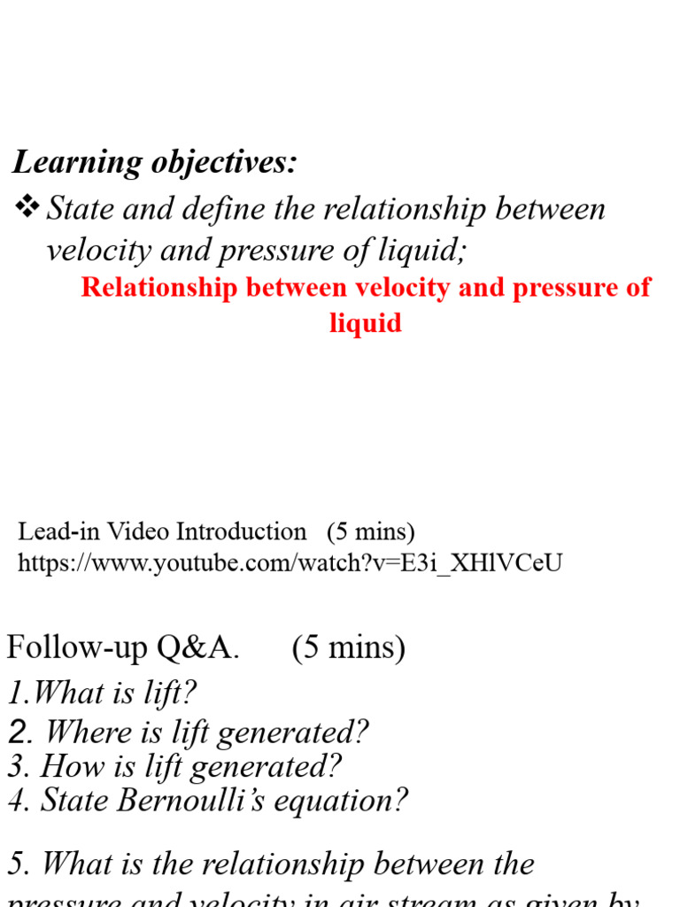 29-30 - Relationship Between Velocity and Pressure of Fluid | PDF