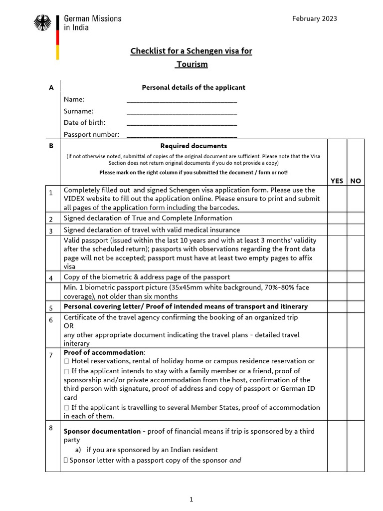 Checklist For Schengen Approval | PDF | Travel Visa | Legal Guardian