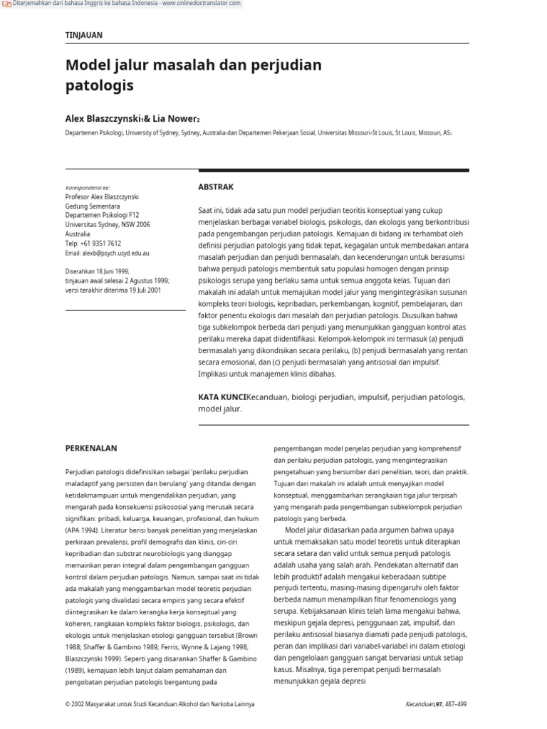 A Pathways Model of Problem and Pathological Gambl - En.id | PDF