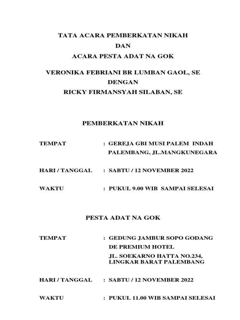TATA ACARA PEMBERKATAN NIKAH Update | PDF