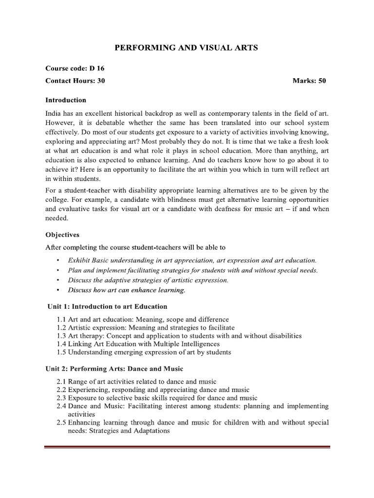 D16 Performing & Visual Arts | PDF