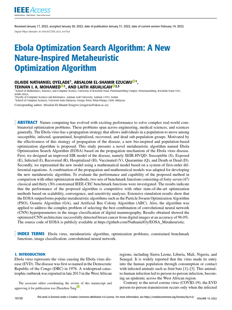 Ebola Optimization | PDF