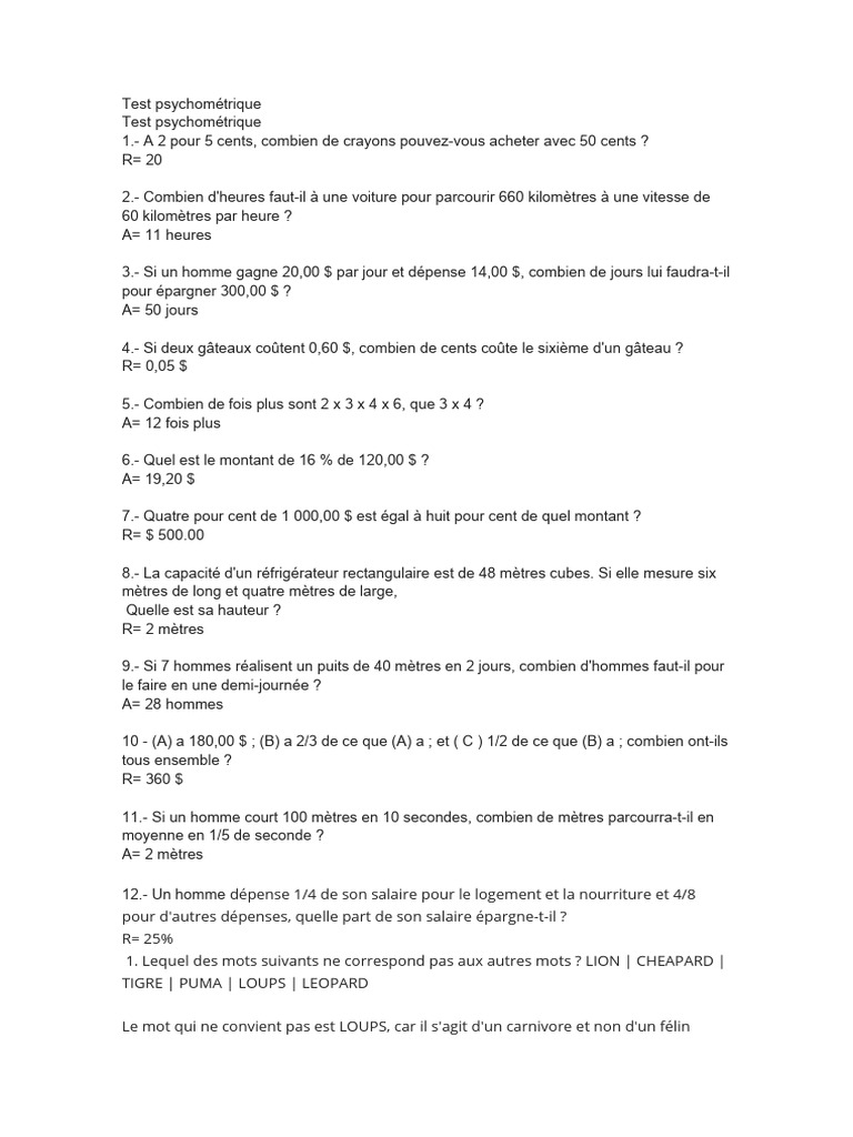 Test Psychométrique | PDF