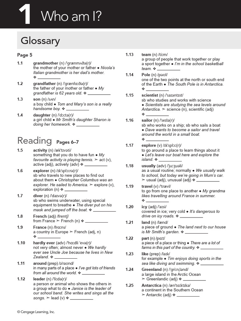 A2 Wordlist Unit 1 | PDF