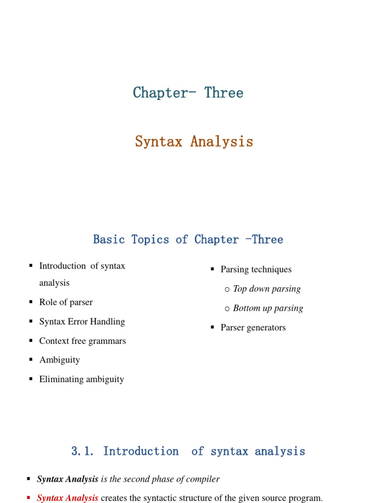 003chapter 3 - Syntax Analysis | PDF | Parsing | Computer Programming 003chapter 3 - Syntax Analysis | PDF | Parsing | Computer Programming