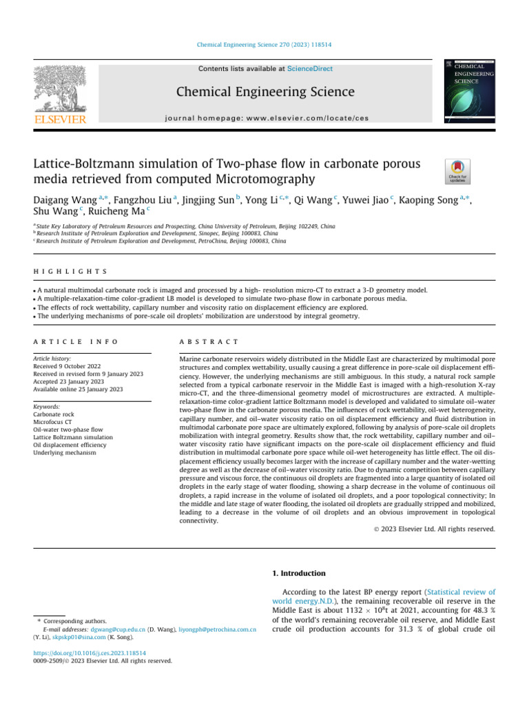 Wang Et Al 2023 Lattice Boltzmann Simulation Of Two Phase Flow In Pdf Science And Mathematics