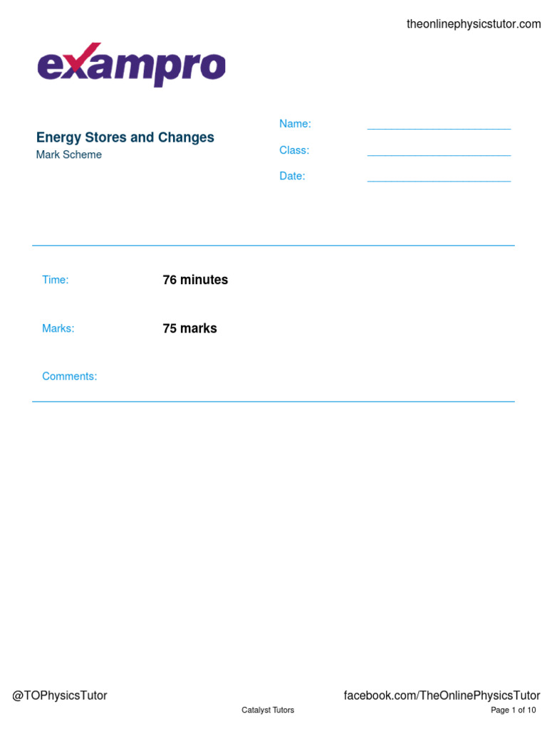 GCSE - AQA - Energy - Stores - and - Changes - MS | PDF