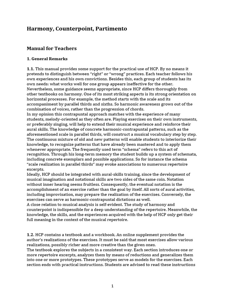 HCP Manual For Teachers Doc | PDF