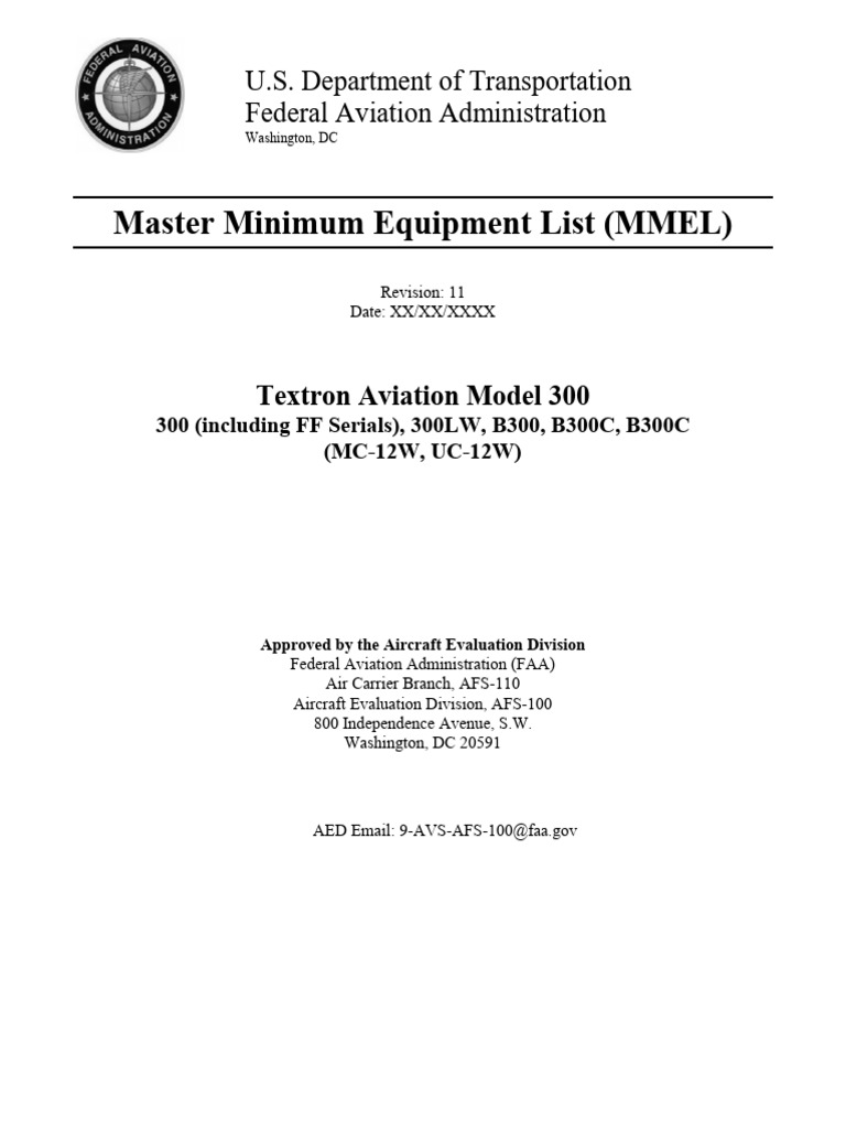 MMEL BE-300 Rev 11 Draft | PDF