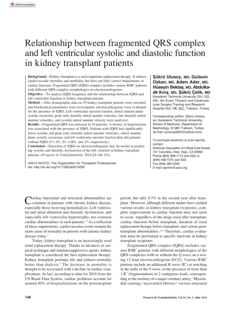 Relationship Between Fragmented QRS Complex and Left Ventricular ...