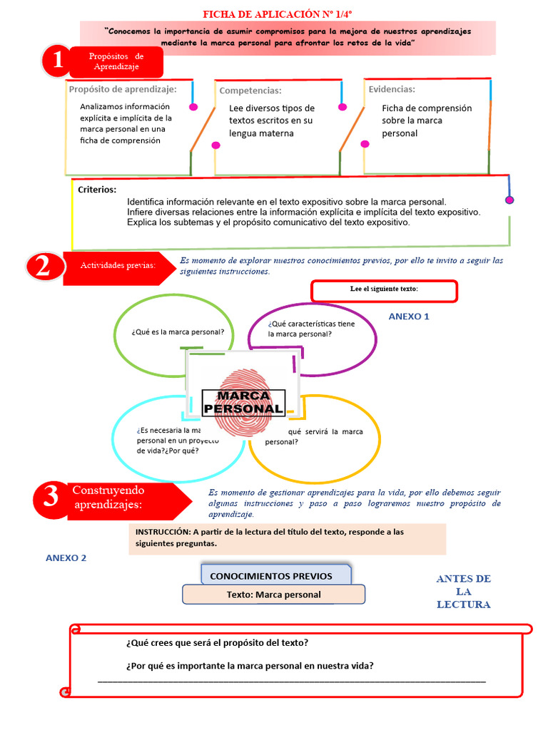 4° Ficha de Aplicación-Sesión1-Sem.1-Exp.8-Com | PDF