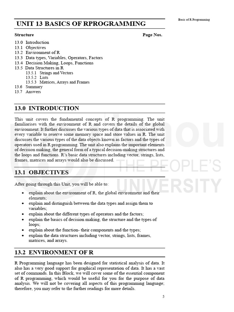 Unit-13 Basic of R Programming | PDF Unit-13 Basic of R Programming | PDF