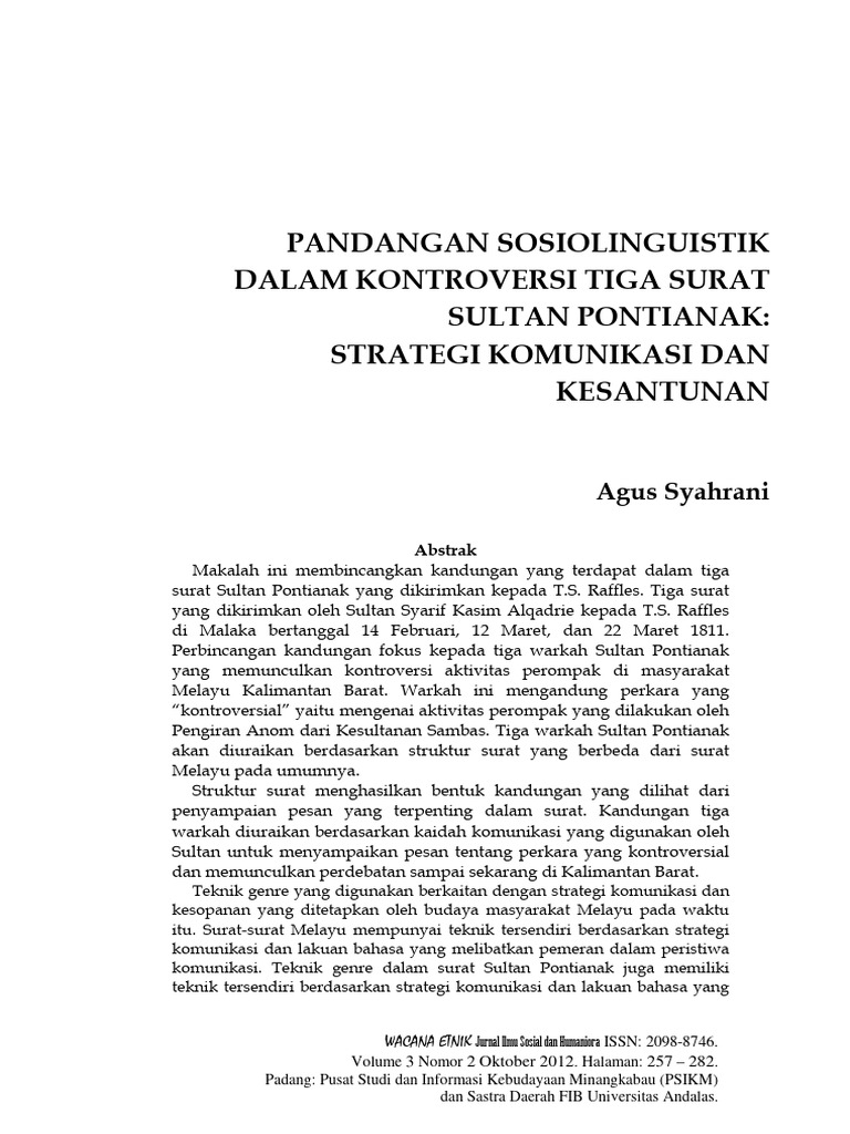 Surat Sultan Pontianak | PDF