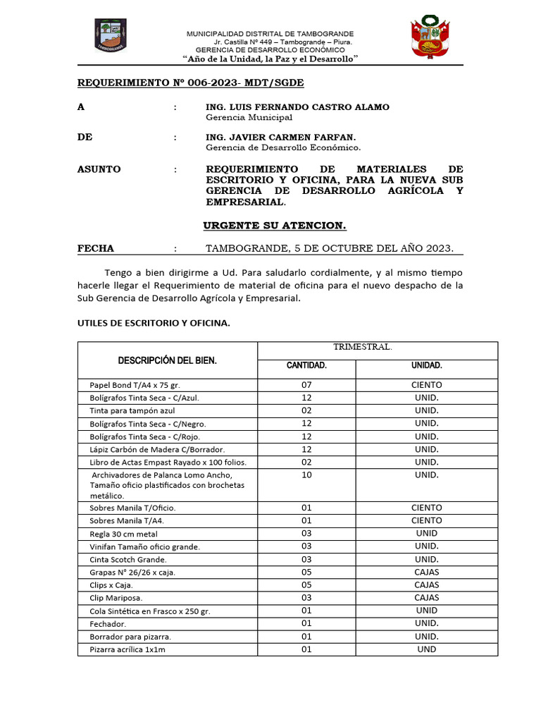 Requerimiento #006-2023 - Mdtgde | PDF