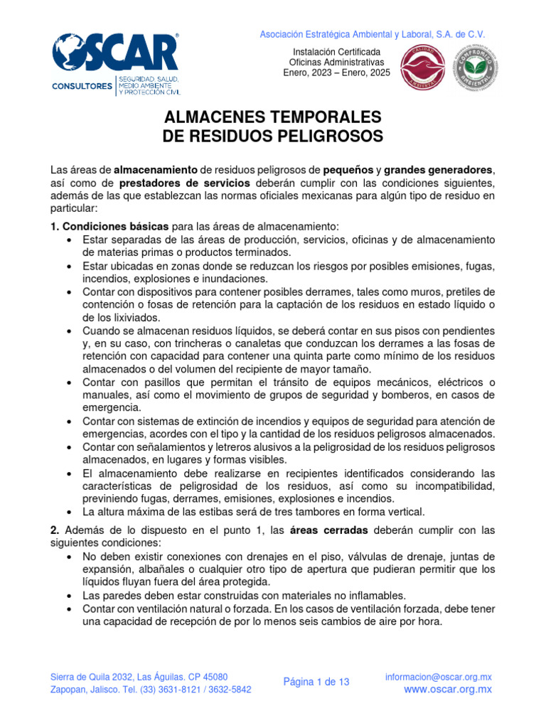 Almacenes Temporales de RP Oscar 2023 | PDF