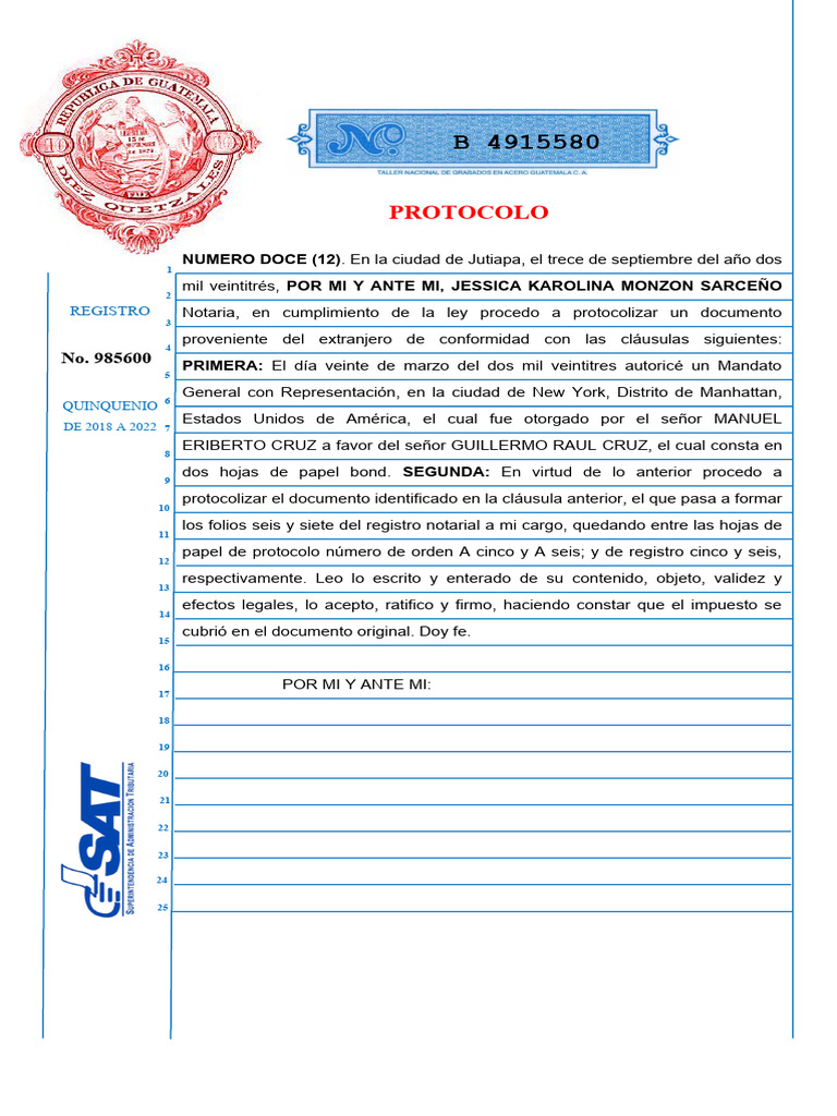 Protocolización de Mandato Extranjero | PDF