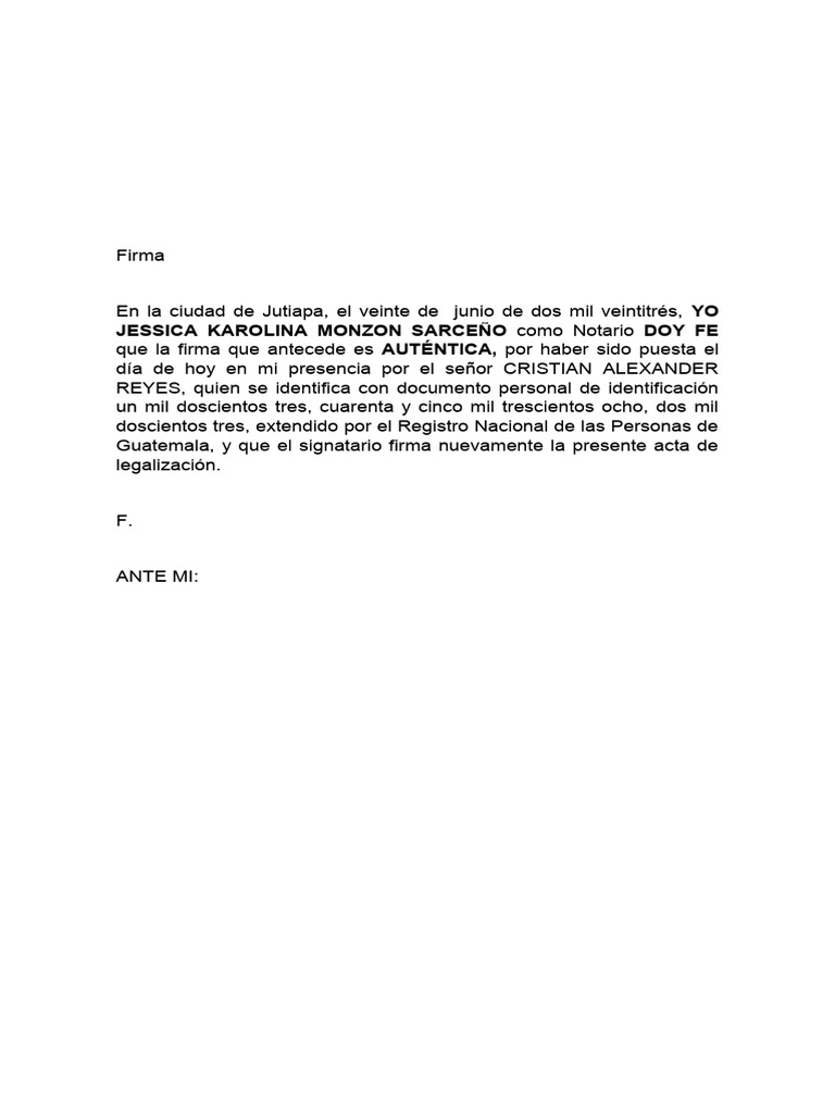 Autenticación de Firma en Jutiapa | PDF | Derecho