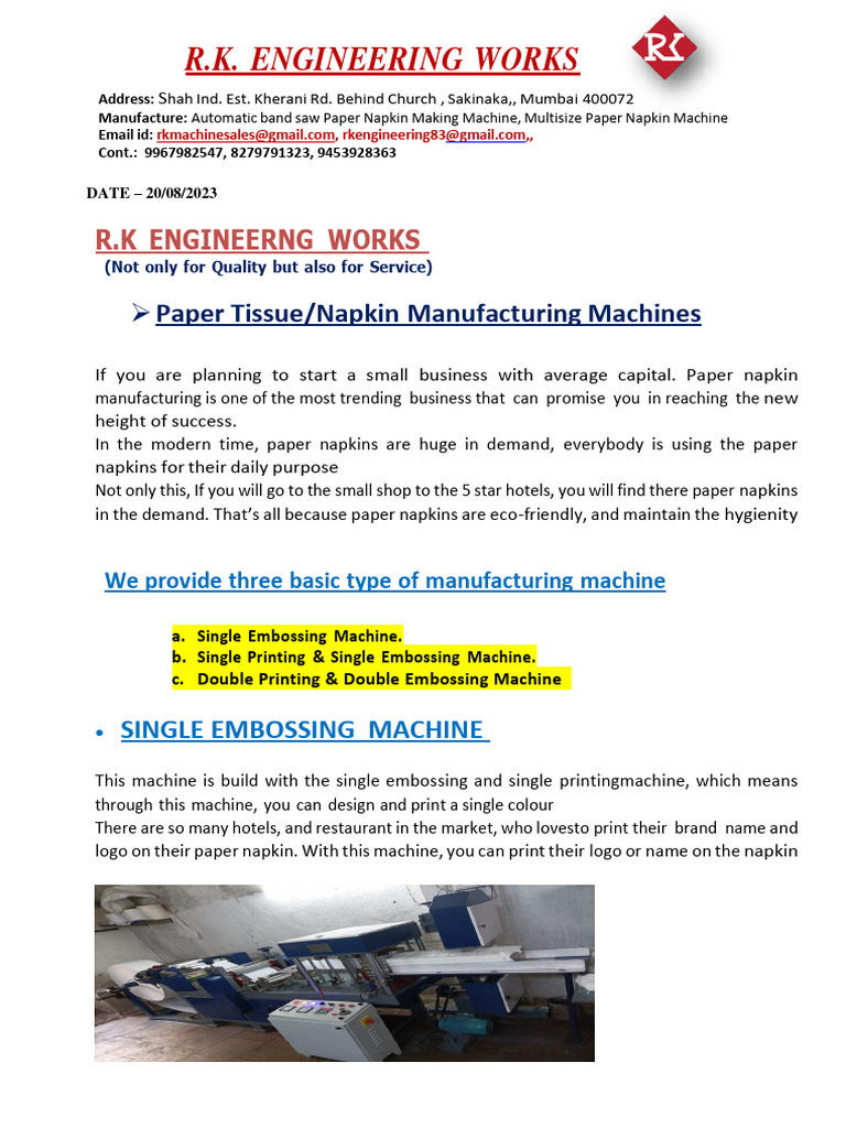 Rk Engineering Price Quotation 2 | PDF | Paper | Manufactured Goods