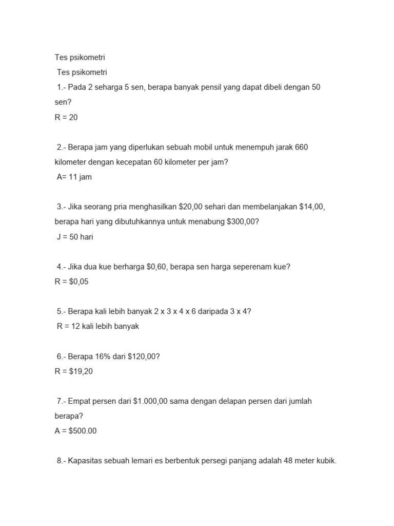 Tes Psikometri | PDF