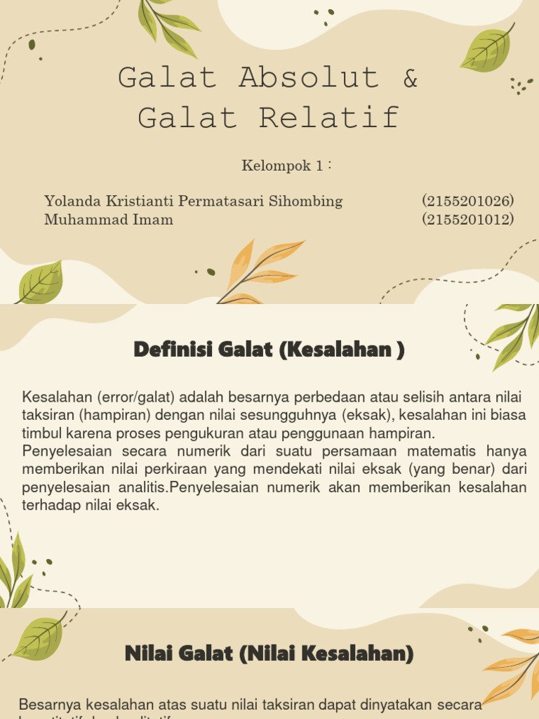 Definisi dan Contoh Galat Absolut Relatif | PDF