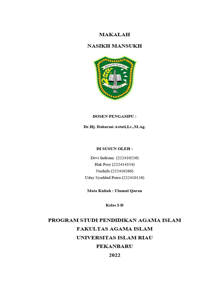 Pemahaman Nasikh Mansukh dalam Islam | PDF