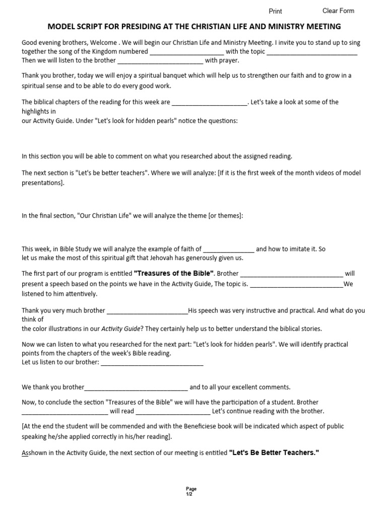 Sabbath School Program Script | PDF | Bible