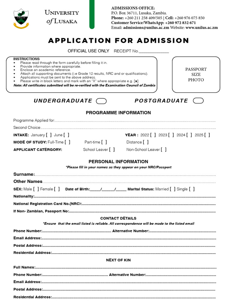 Postgraduate Application Form | PDF