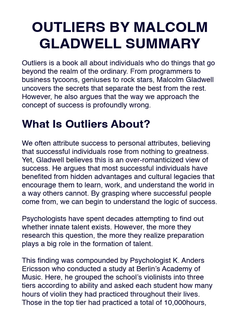Outliers | PDF | Social Science | History