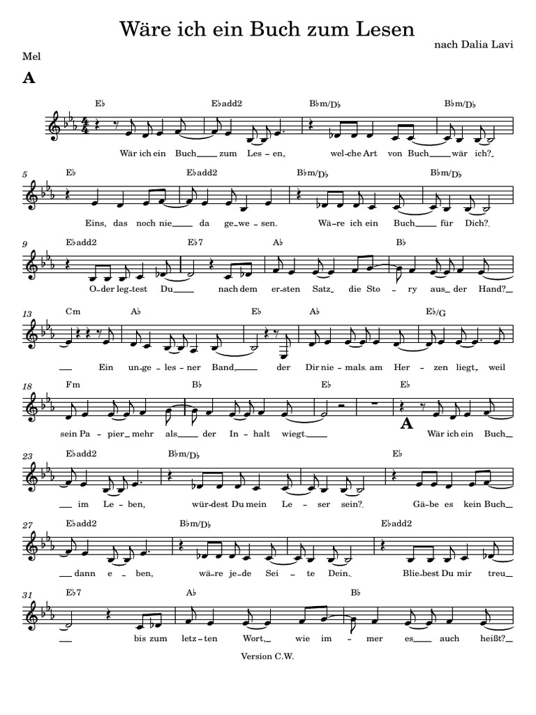 Ware Ich Ein Buch Zum Lesen If You Could Read My Mind | PDF