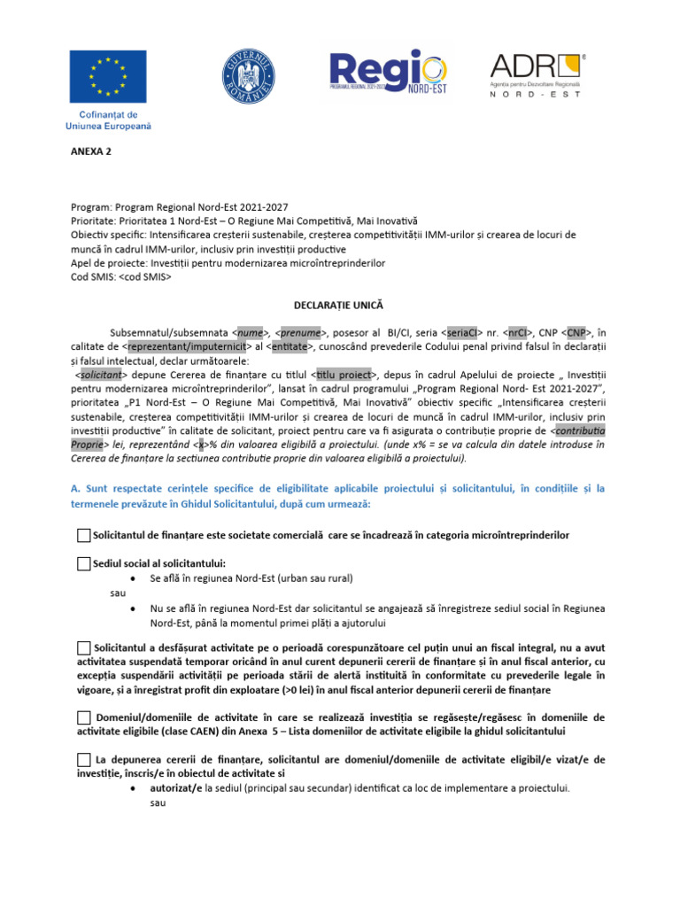 Anexa 2 - Declaratie Unica | PDF