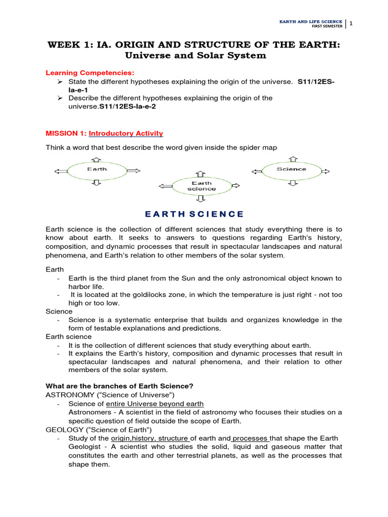 Earth and Life Science Module | PDF