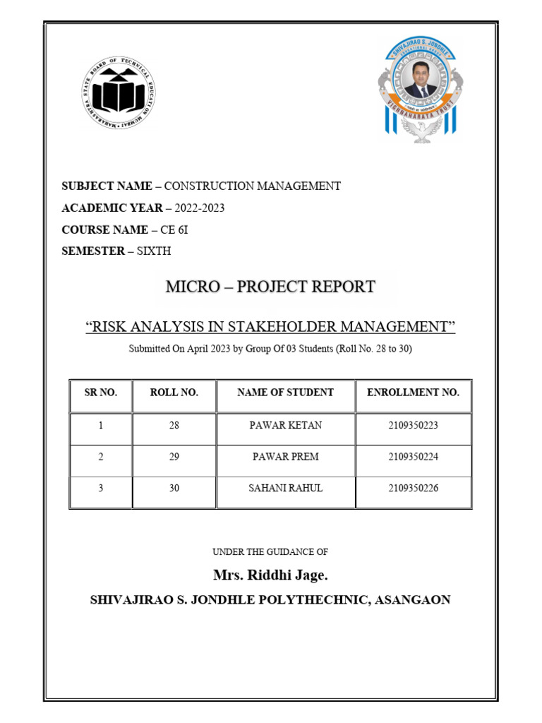 Micro Project CMA | PDF | Risk | Risk Management